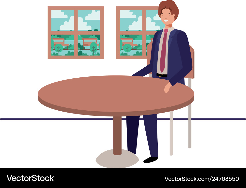 Businessman sitting with view landscape Royalty Free Vector