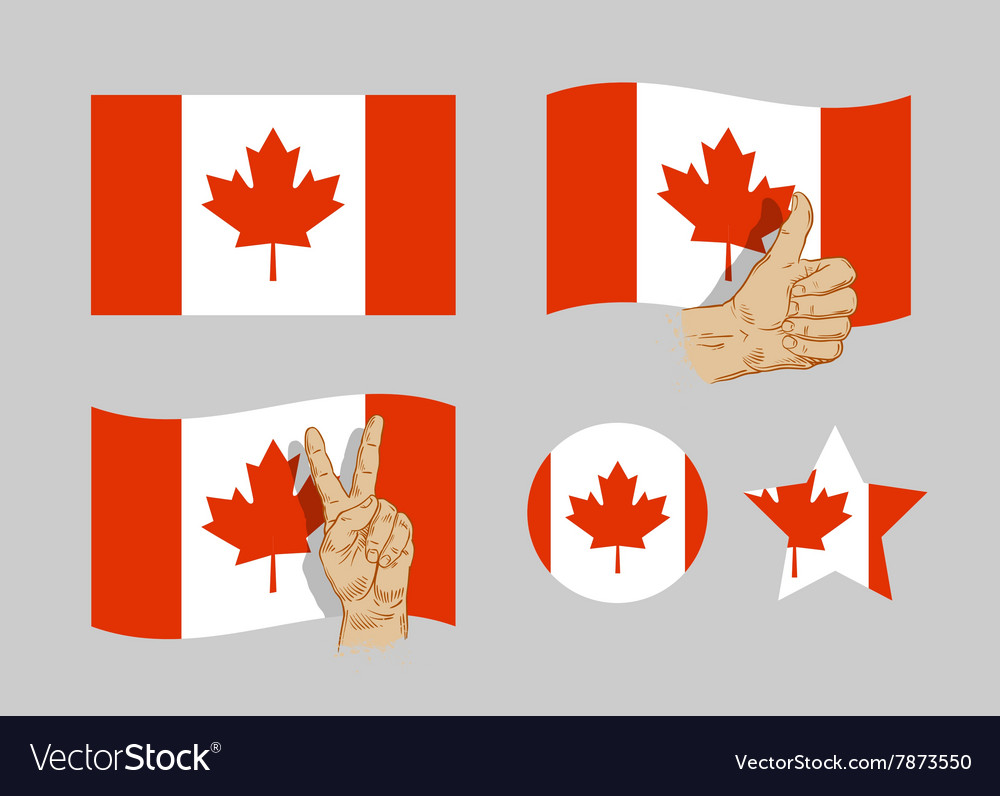 Canada flag icons set Royalty Free Vector Image