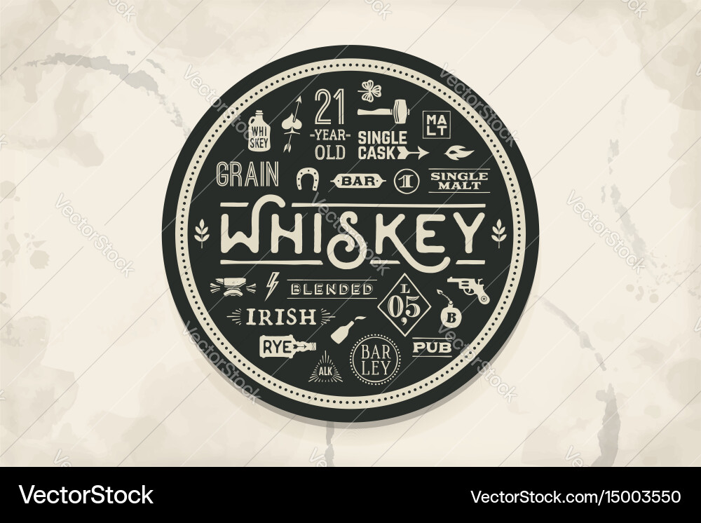 Coaster for whiskey and alcohol beverage Vector Image