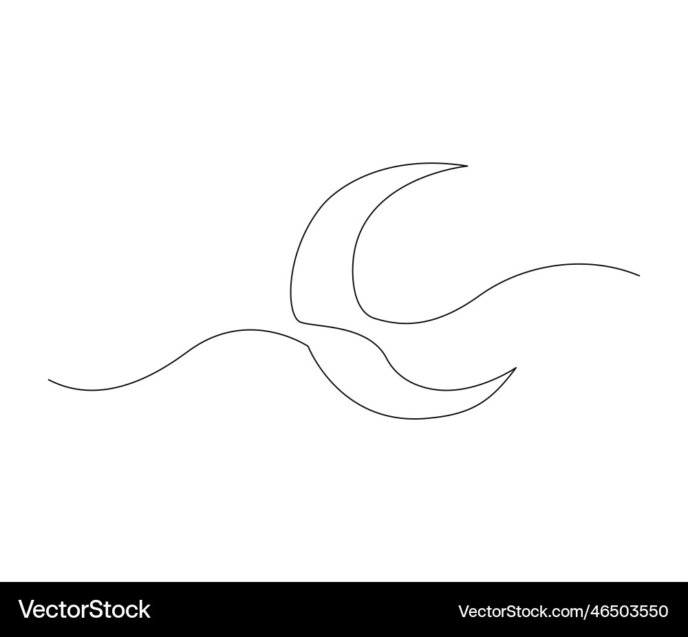 Continuous one line drawing of crescent moon Vector Image