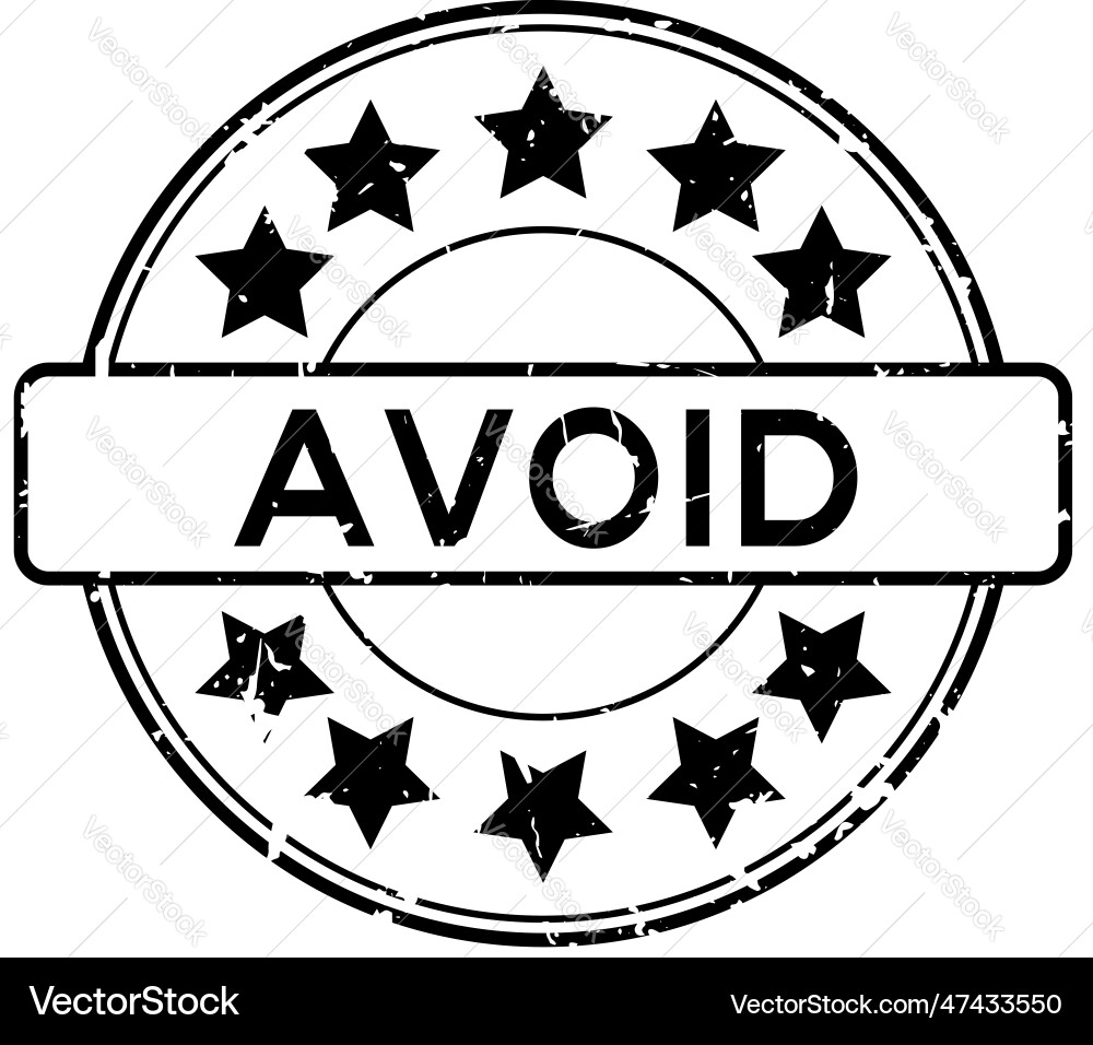 Grunge black avoid word with star icon round Vector Image