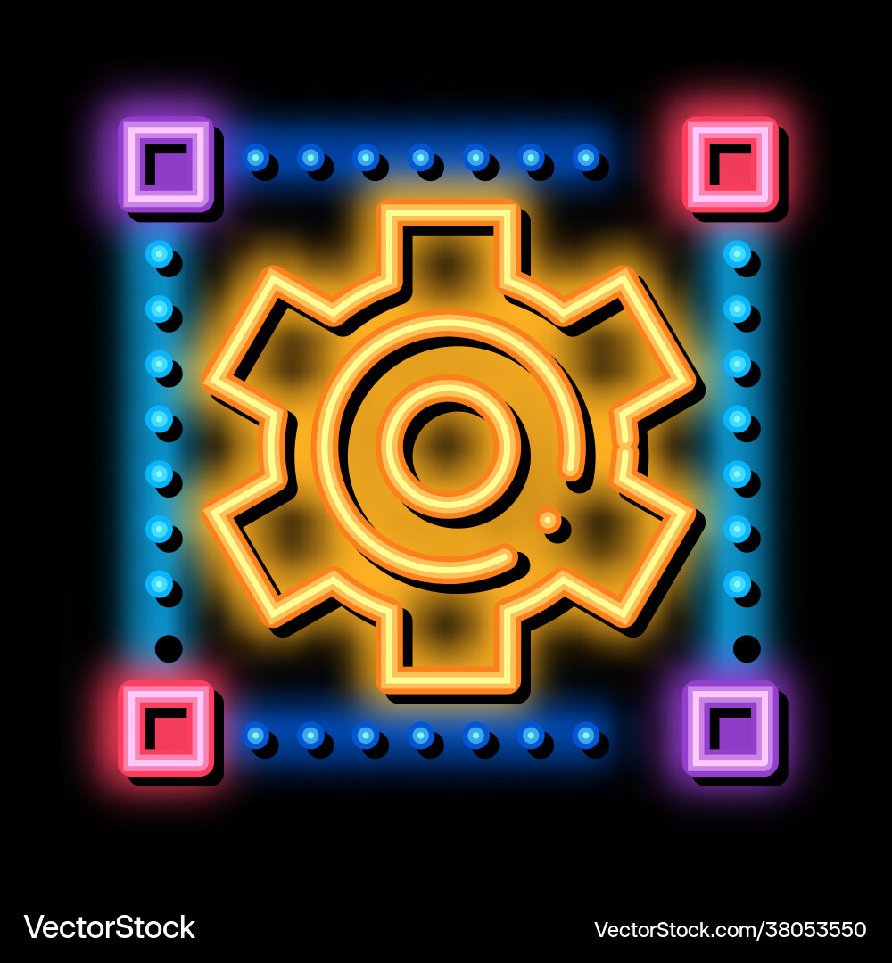 Mechanical gear neon glow icon Royalty Free Vector Image