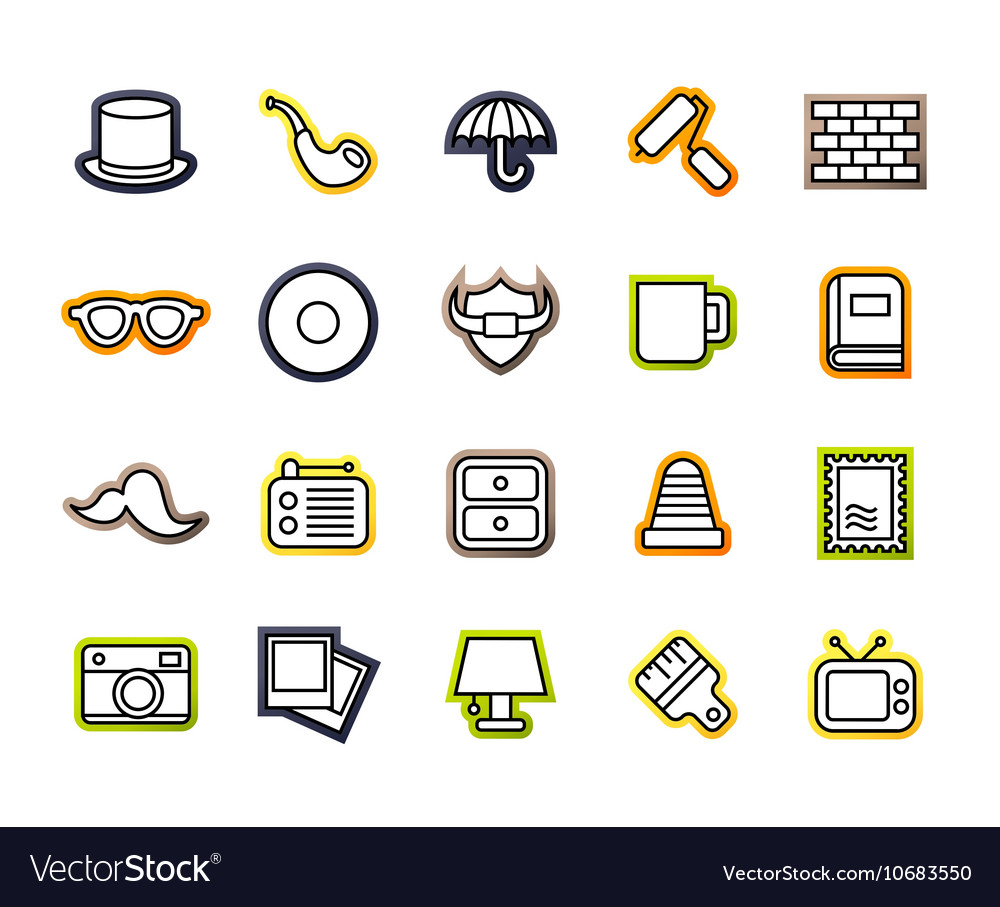 Outline icons thin flat design modern line stroke Vector Image