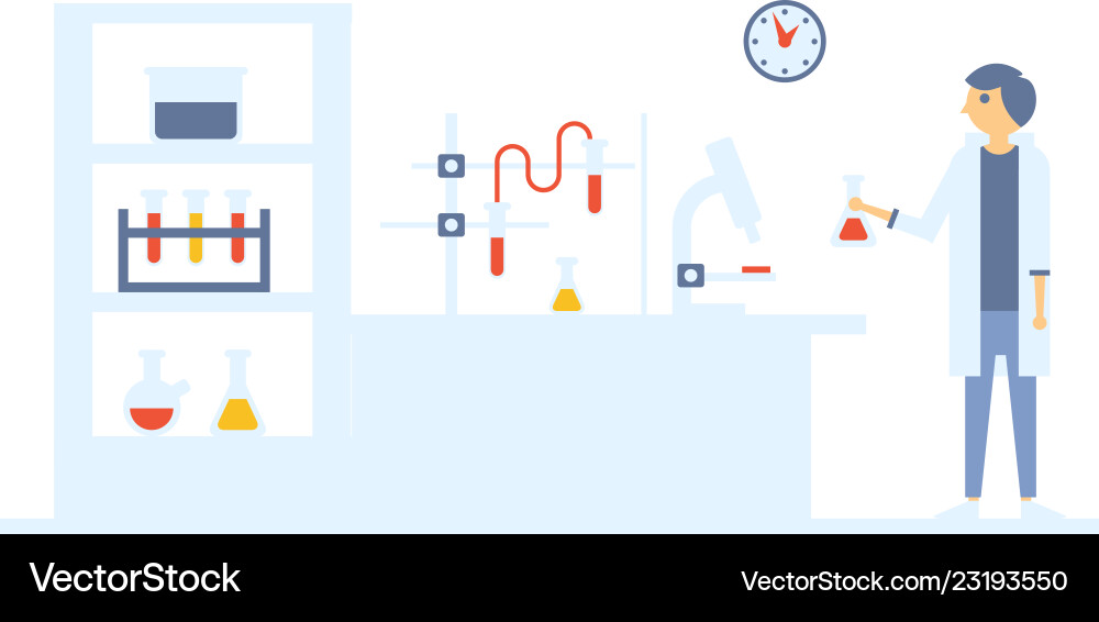 Scientists at work in a chemical laboratory Vector Image