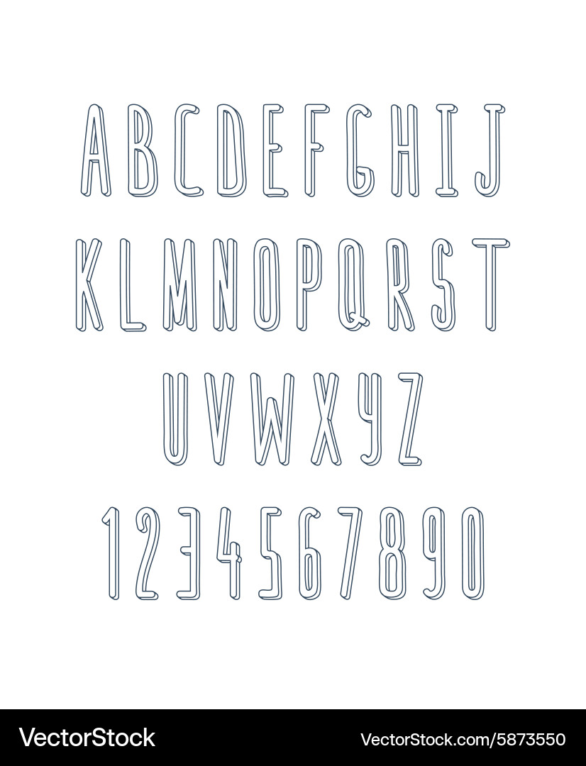 Volume set letters and numbers handmade sketch Vector Image