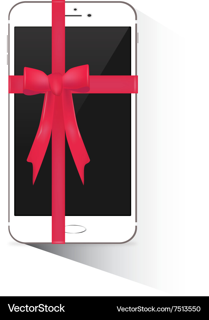 Wrapped smartphone with red ribbon Royalty Free Vector Image