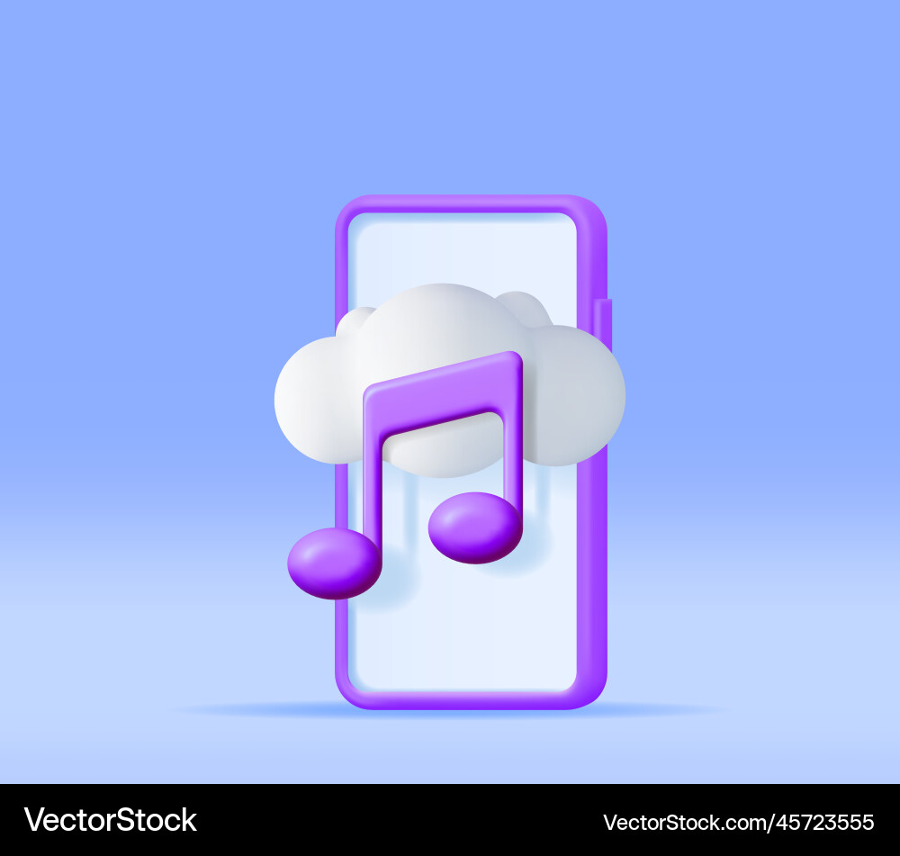 3d music cloud note in mobile phone Royalty Free Vector
