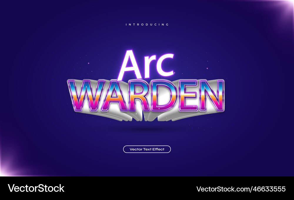 Arc warden text in colorful retro style Royalty Free Vector