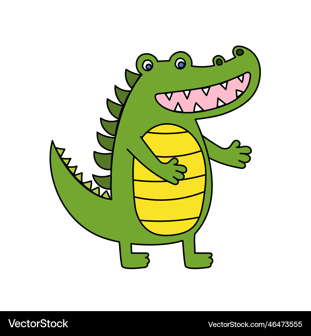 Crocodile doodle color isolated on white Vector Image