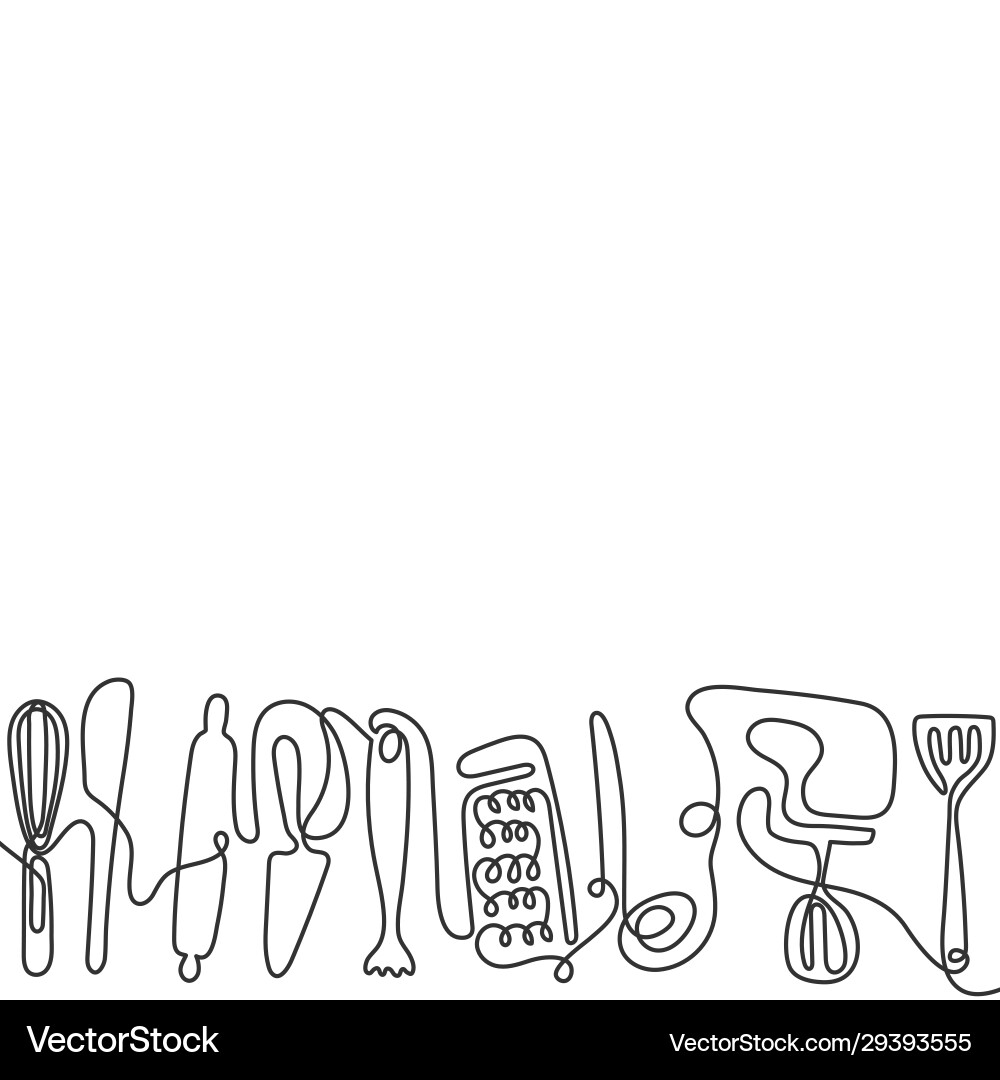 Cutlery line art background one drawing Royalty Free Vector