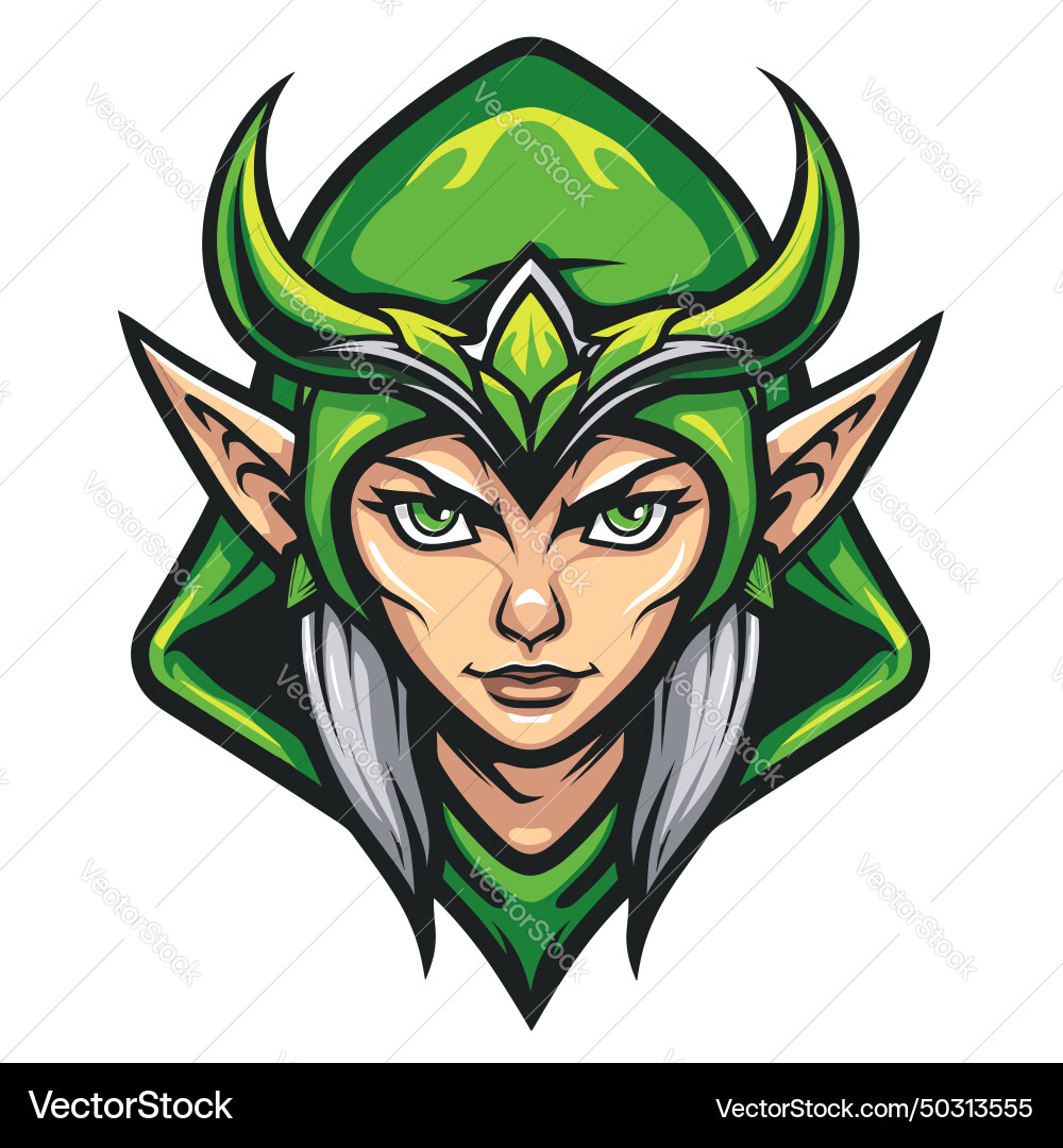 Esport logotype elf icon sticker emblem Royalty Free Vector