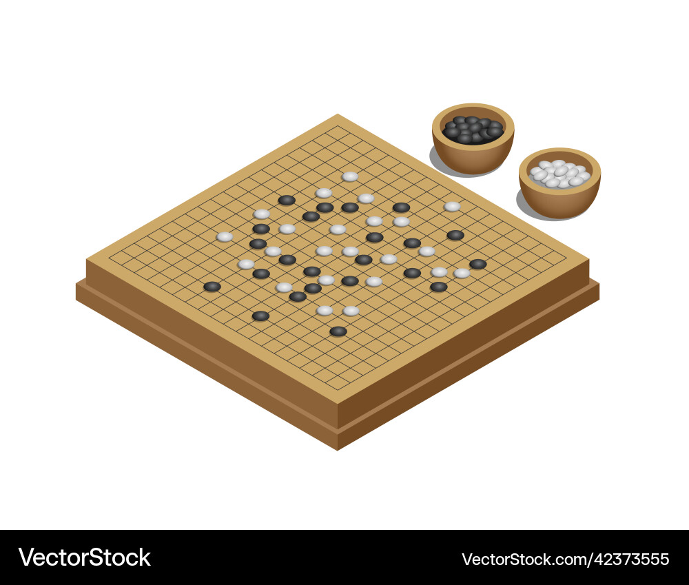 Go japanese traditional table game in isometric Vector Image