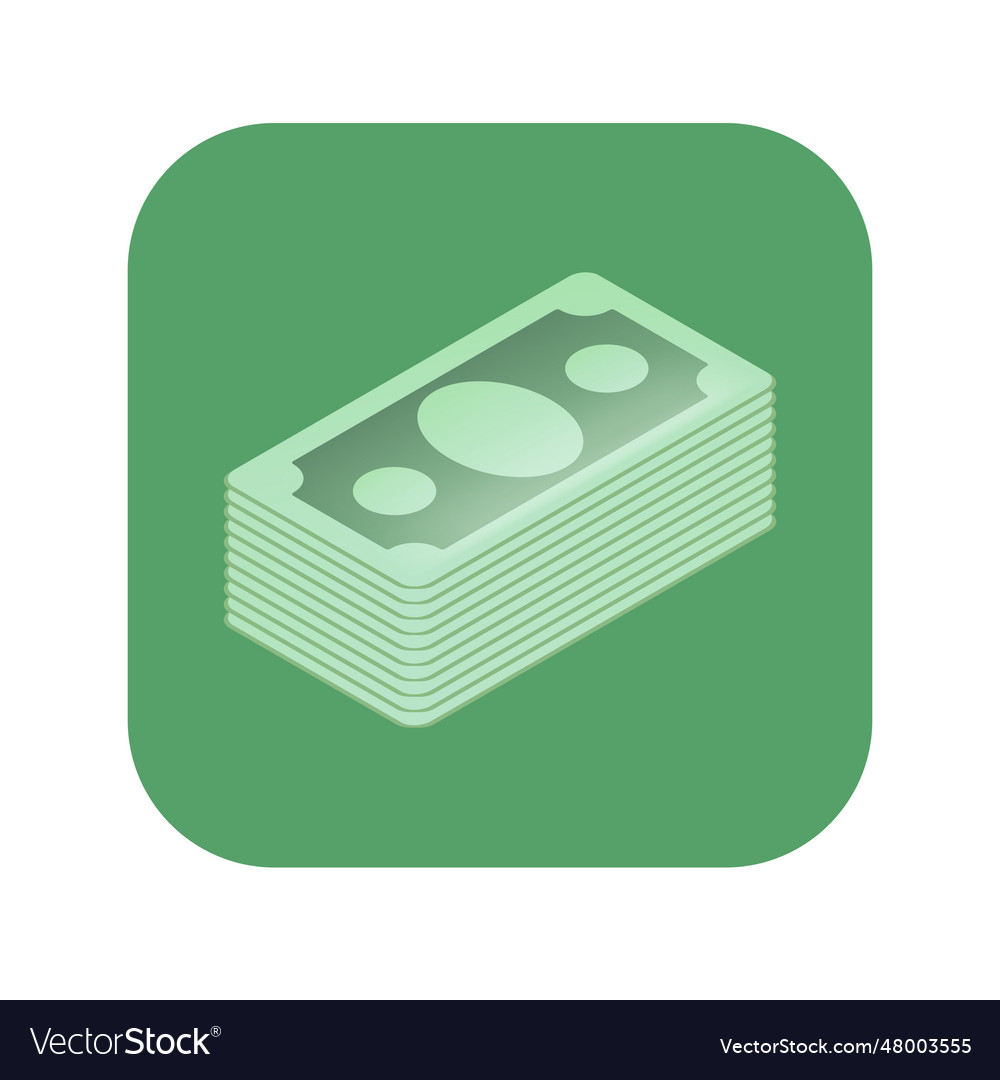 Green paper dollars banknote stack isolated Vector Image