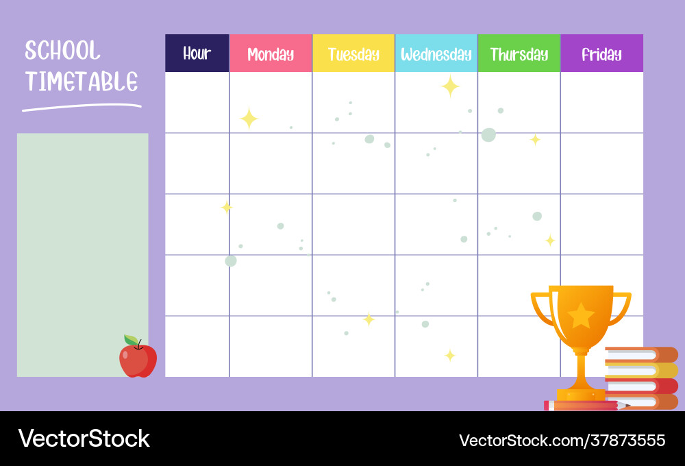 Kids school planner grafis school timetable Vector Image