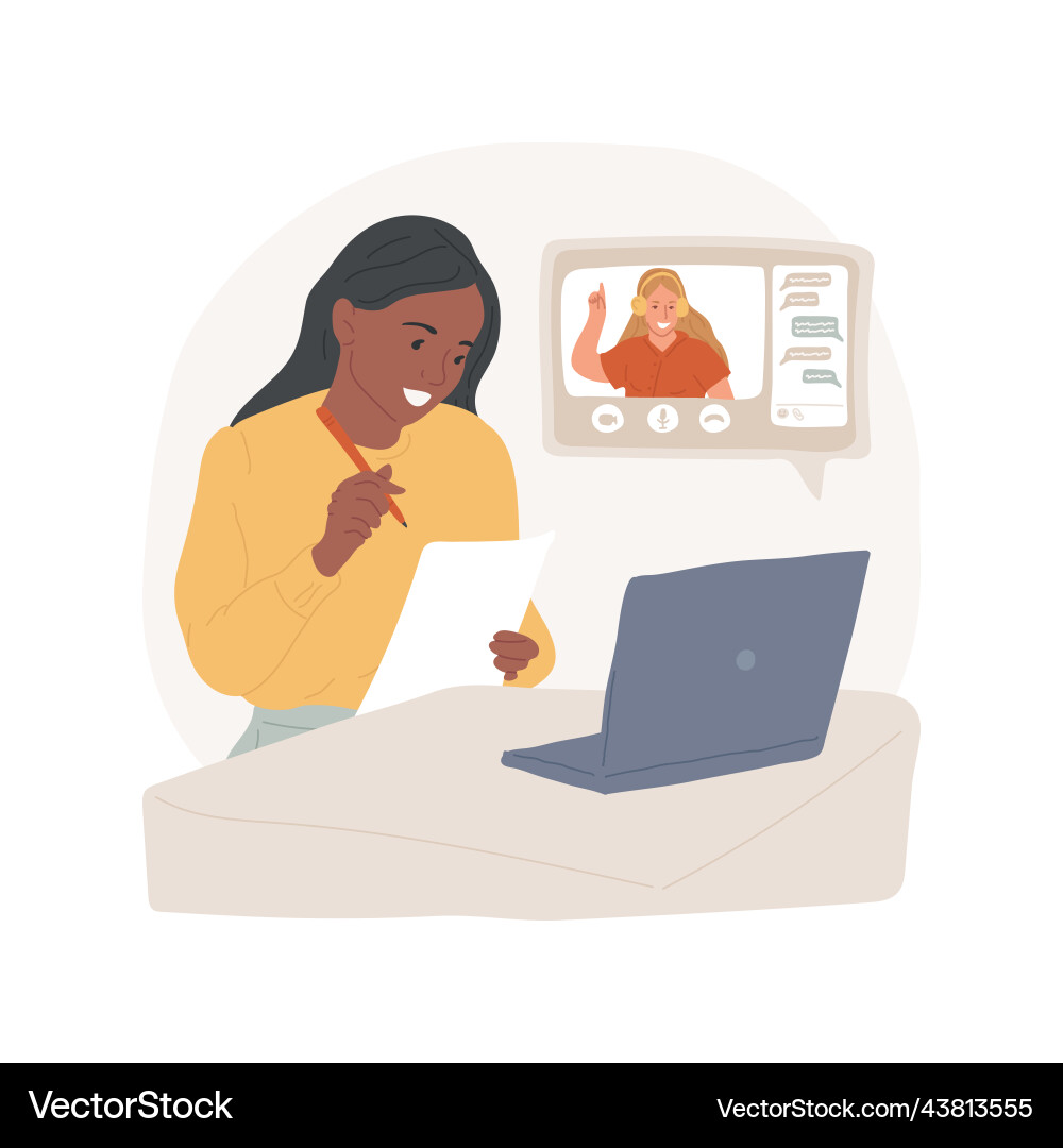 Online video course isolated cartoon Royalty Free Vector