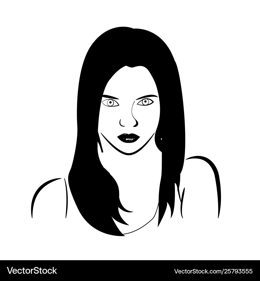 Portrait a girl full face Royalty Free Vector Image