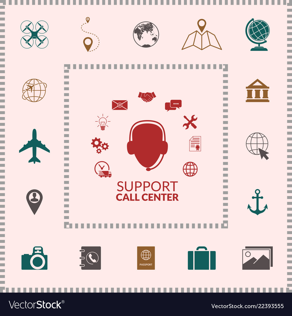 Technical support operator flat icon elements Vector Image