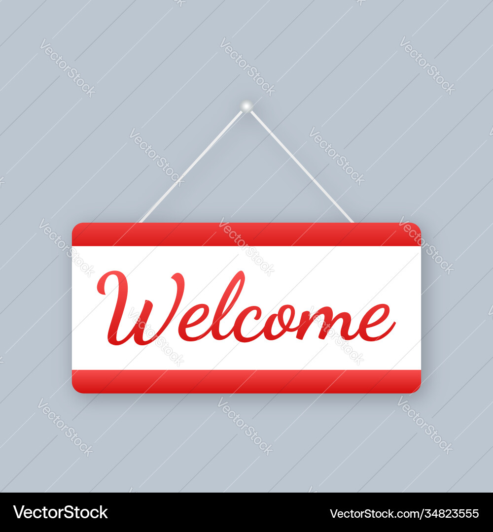 Welcome hanging sign on white background Vector Image