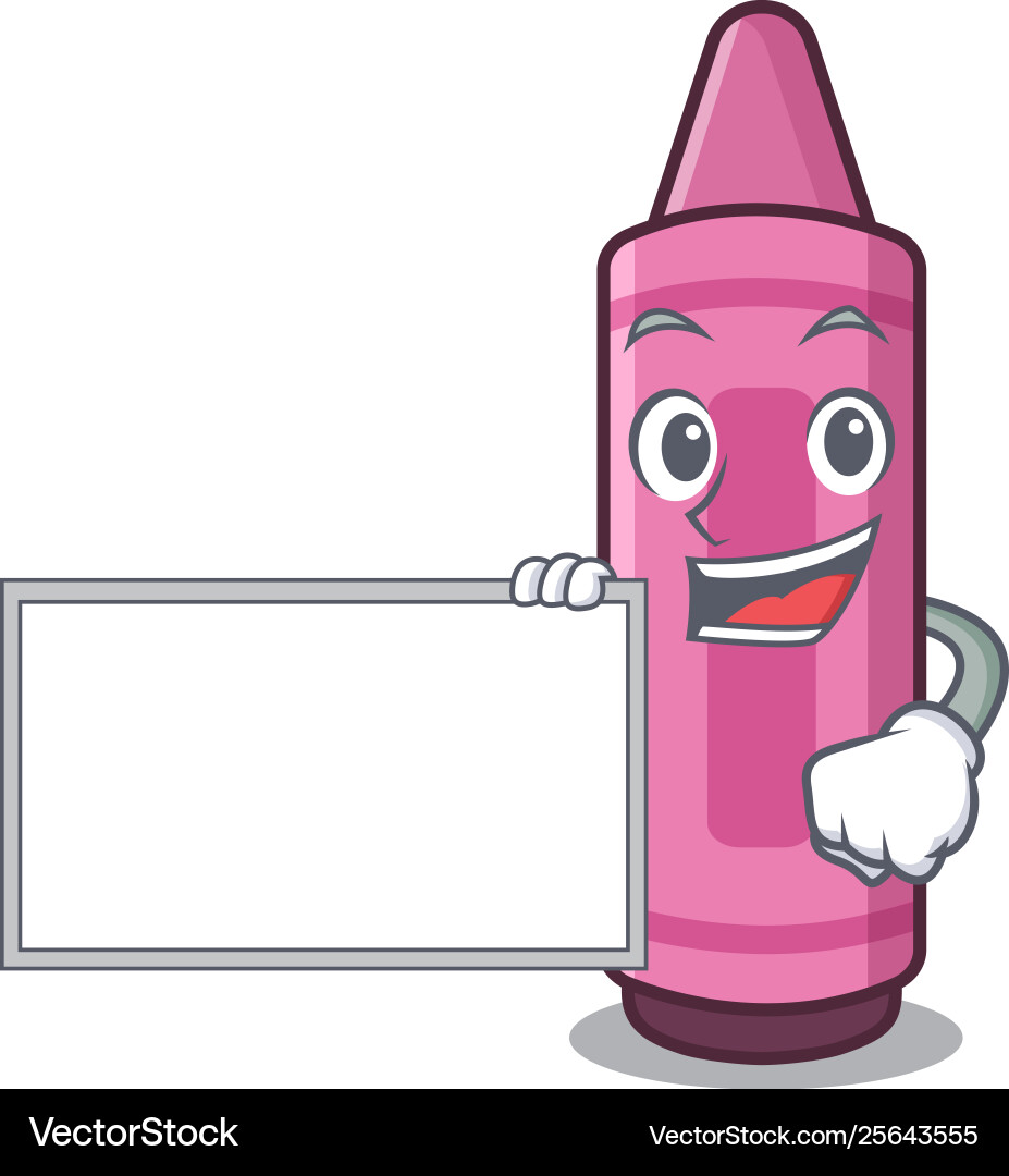 With board pink crayon isolated in mascot Vector Image