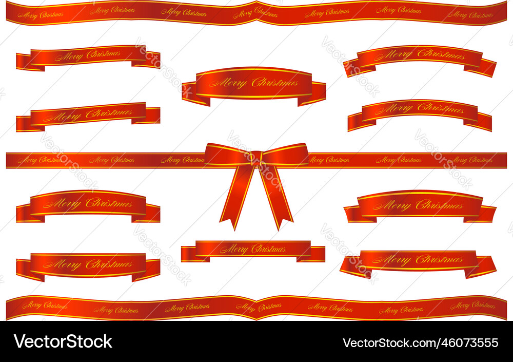 Wrapping ribbon with merry christmas text red Vector Image
