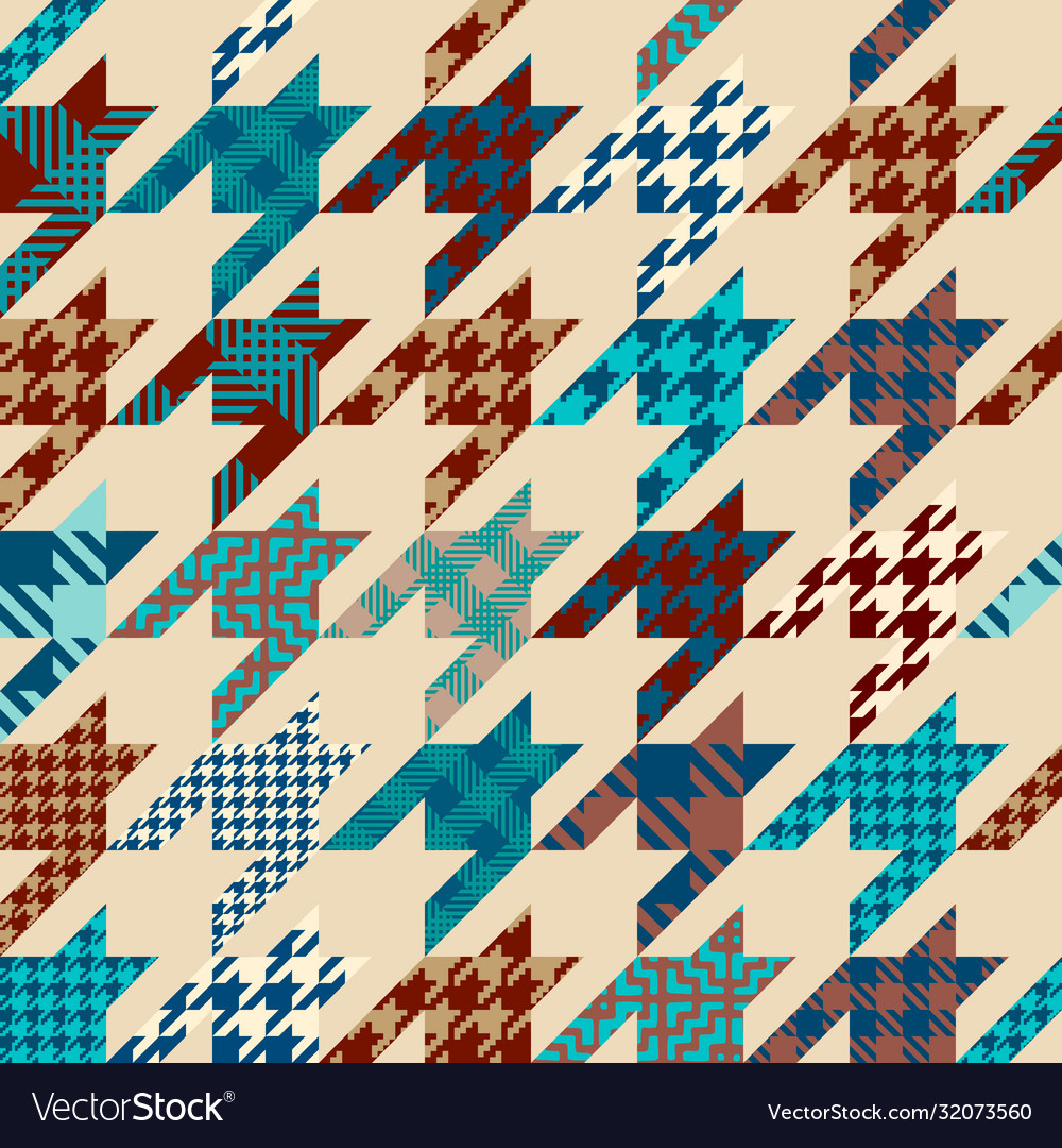 Classic hounds-tooth pattern in a patchwork Vector Image