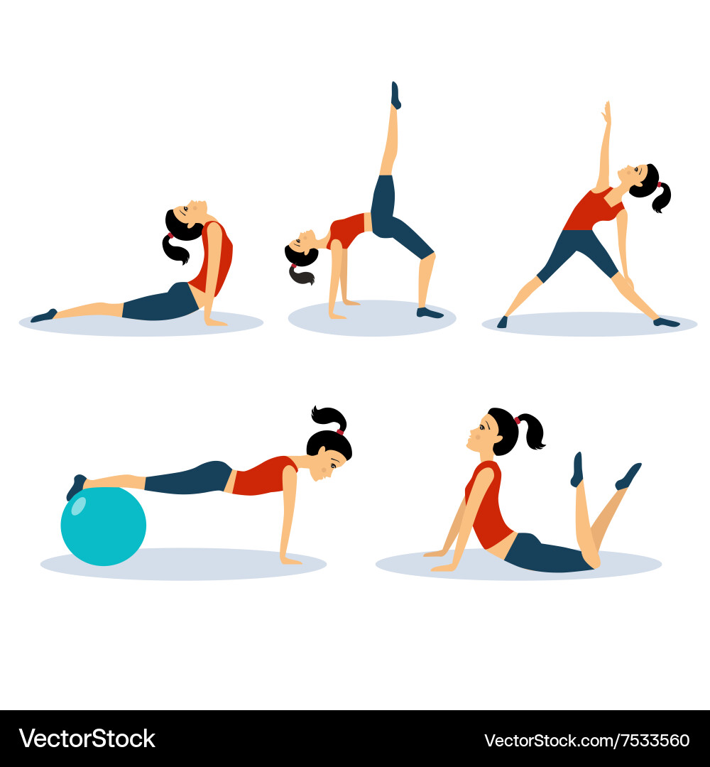 Fitness Women Workouts Set Royalty Free Vector Image