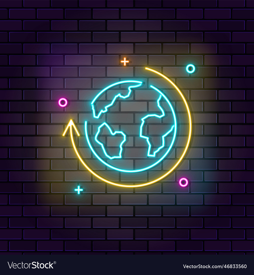 Globe earth neon icon education neon icon on dark Vector Image