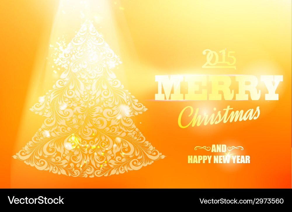 Gold ornamental fir-tree Royalty Free Vector Image