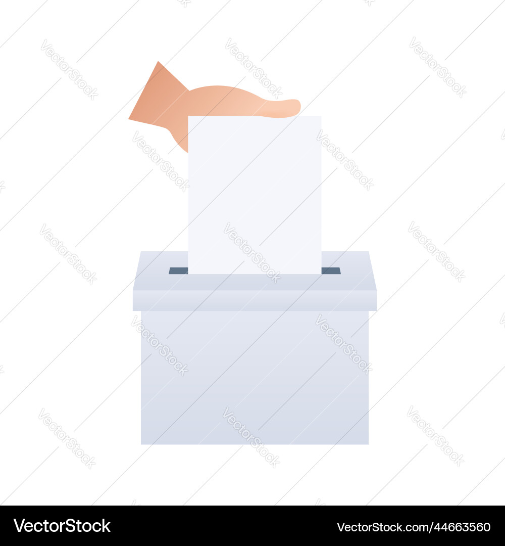 Hand puts vote bulletin into box voting Royalty Free Vector
