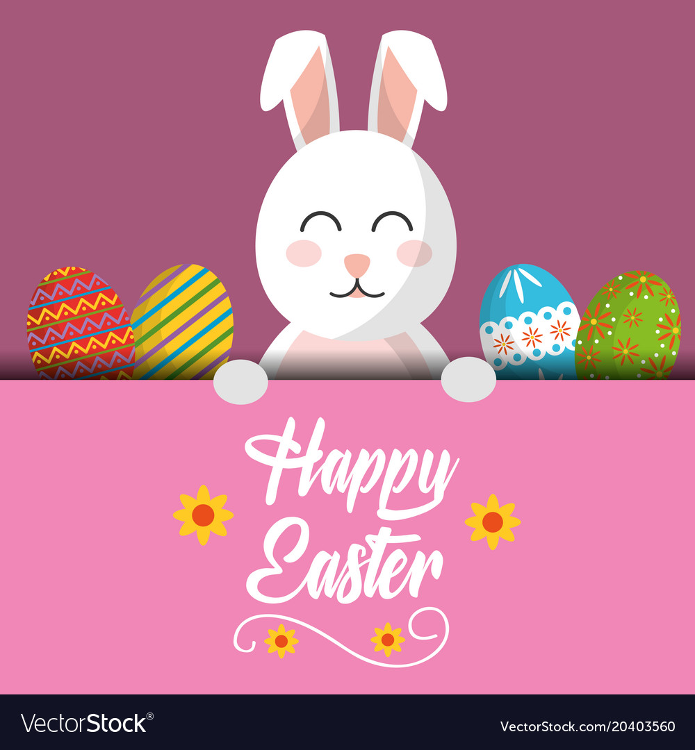 Happy easter rabbit Royalty Free Vector Image - VectorStock