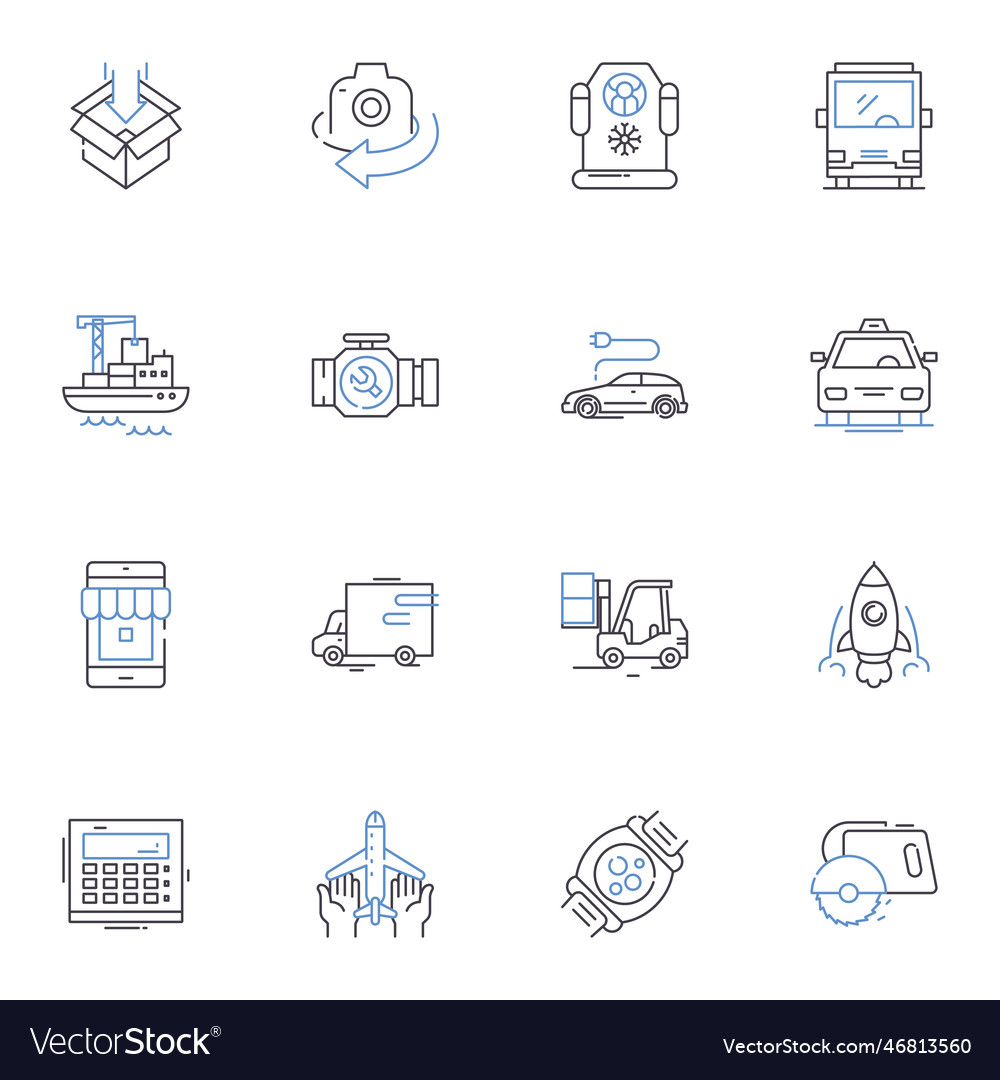 Implementations line icons collection execution Vector Image