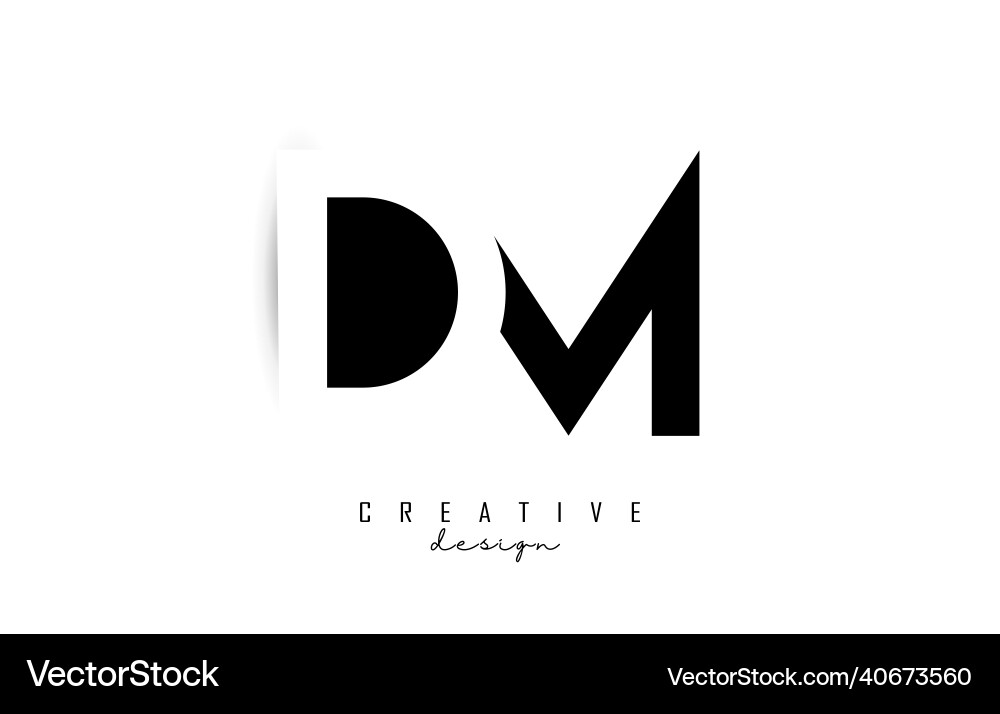 Letters dm logo with black and white negative Vector Image