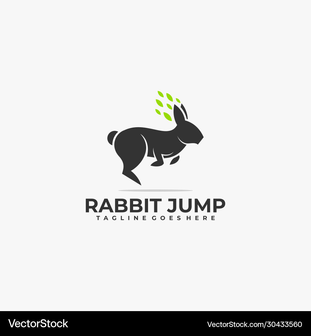 Logo rabbit jump silhouette style Royalty Free Vector Image