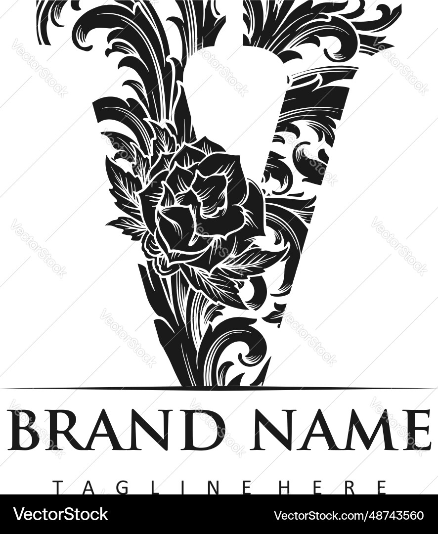 Luxury vintage v monogram logo classic style Vector Image