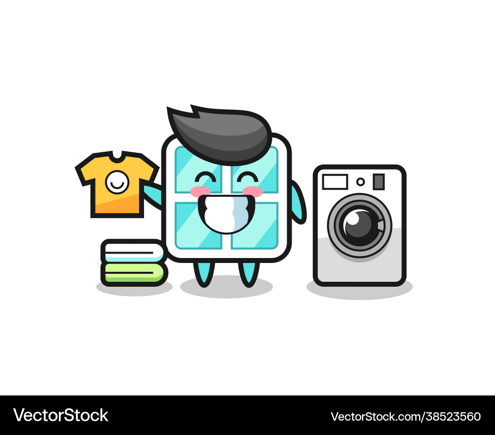 Mascot cartoon window with washing machine Vector Image