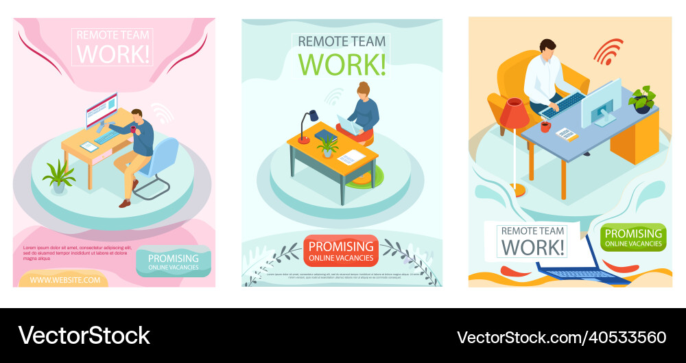 Remote team work online meeting workspace video Vector Image