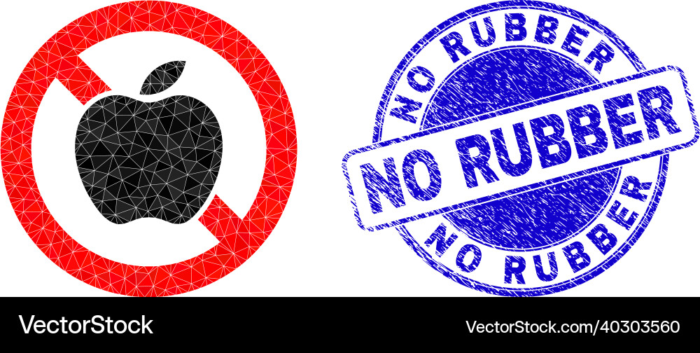 Scratched no rubber round stamp and stop apple Vector Image