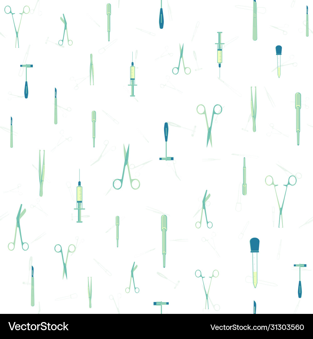 Seamless pattern with surgical instrument scalpel Vector Image