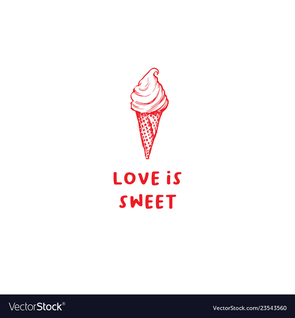 Valentines day ice cream greeting card or poster Vector Image