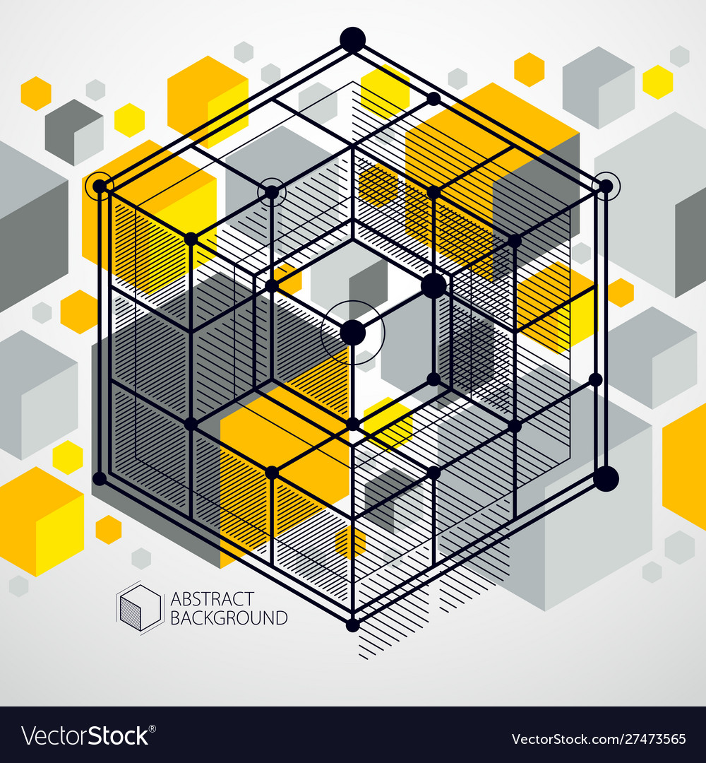 Abstract geometric 3d cube pattern and yellow Vector Image