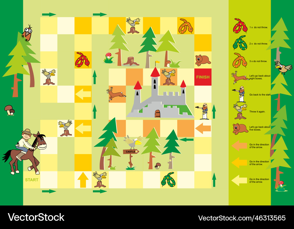 Board game activity way to the castle dep Vector Image
