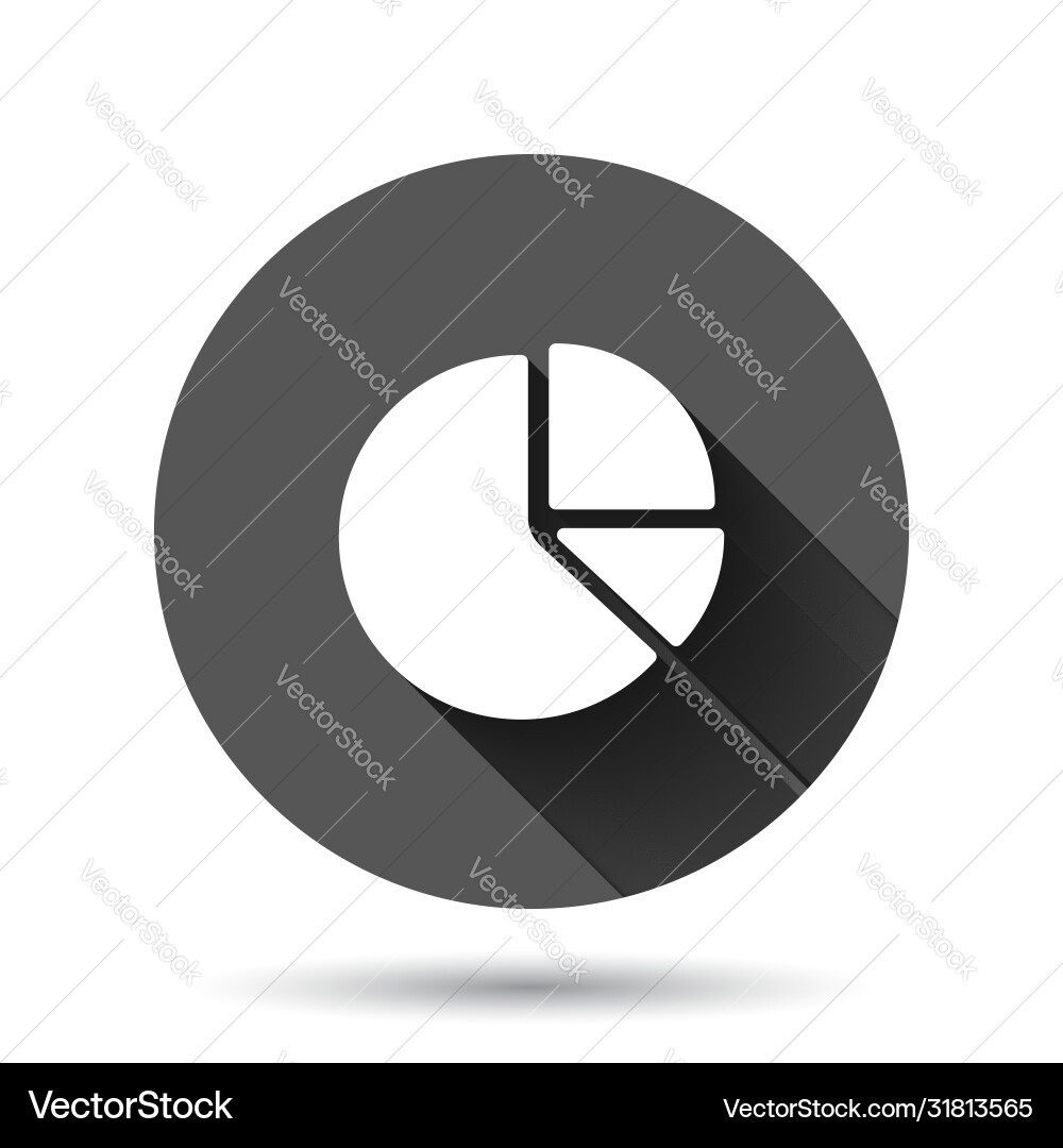 Chart icon in flat style diagram on black round Vector Image