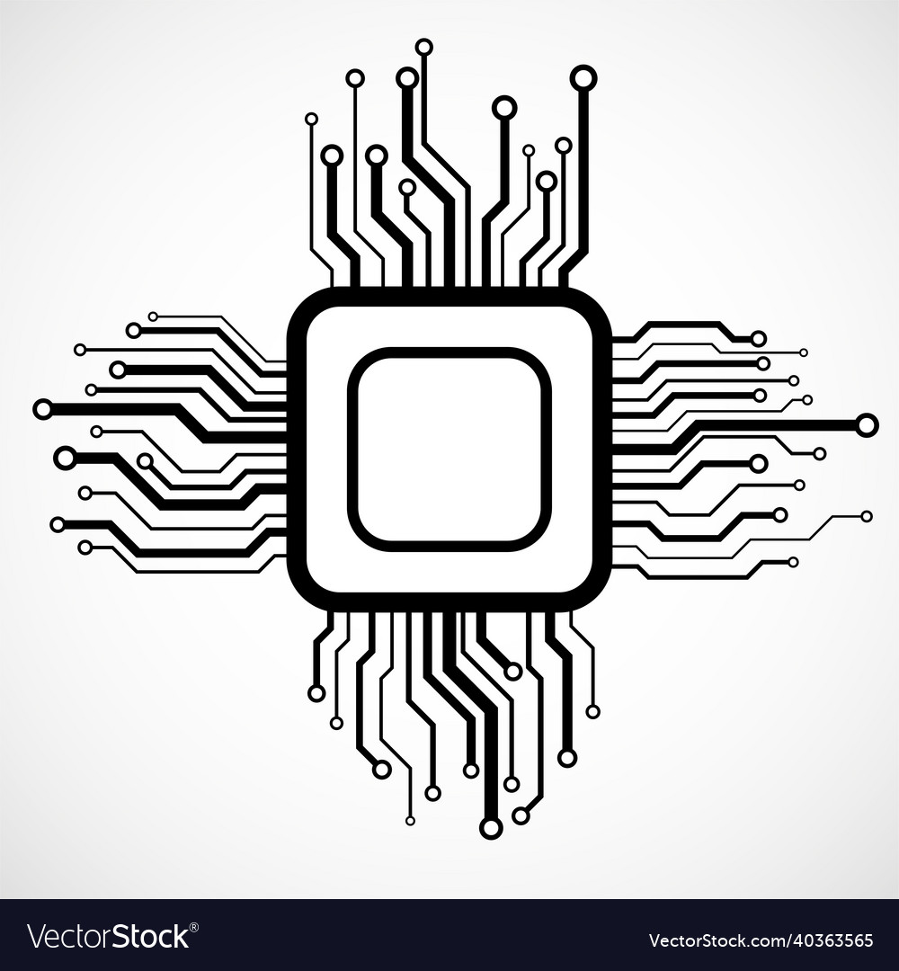 Cpu microprocessor microchip technology symbol Vector Image