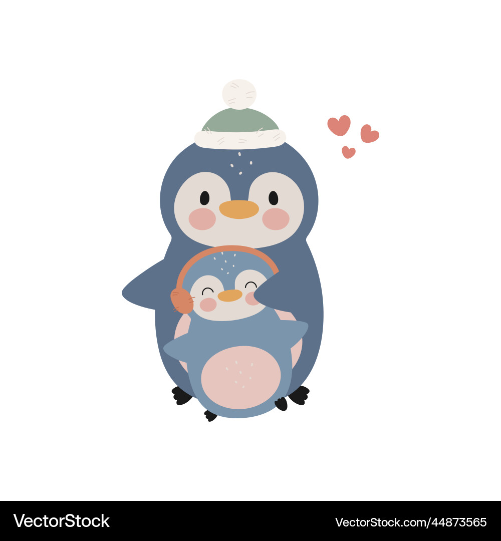 Cute penguin and baby Royalty Free Vector Image