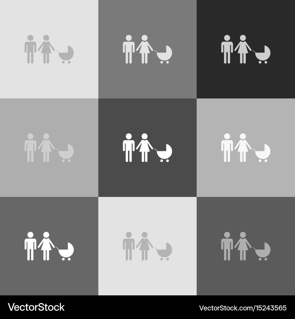 Family sign grayscale Royalty Free Vector Image