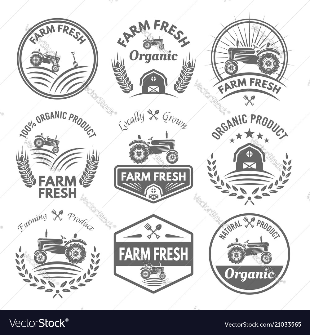 Farm Fresh Product Labels And Emblems Royalty Free Vector