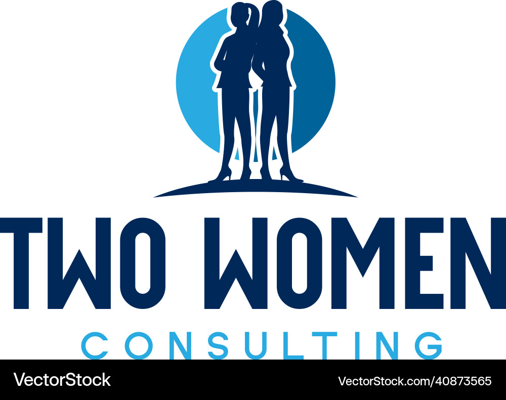Modern silhouette two women human logo design Vector Image