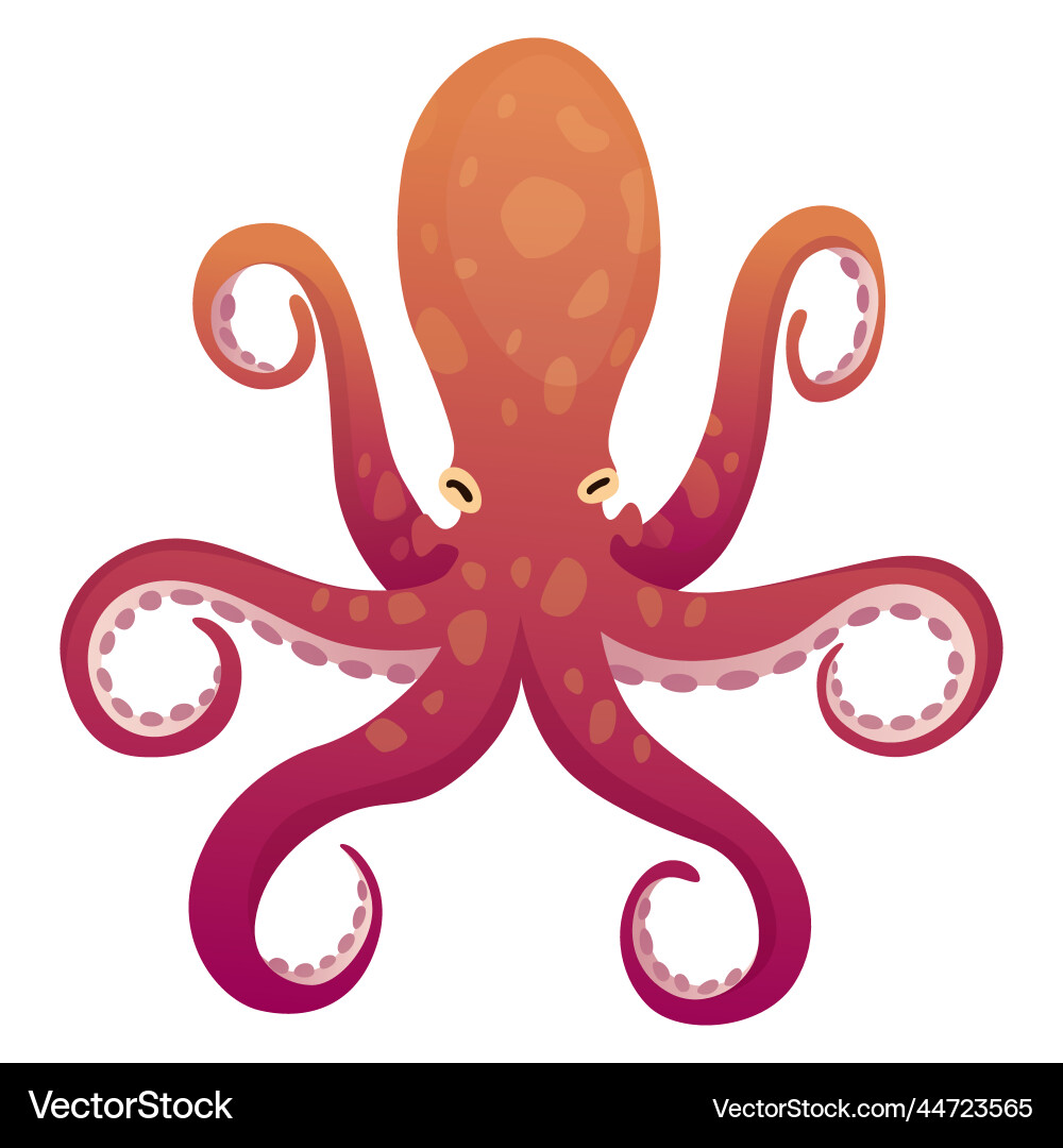 Octopus cartoon flat character with suckers Vector Image