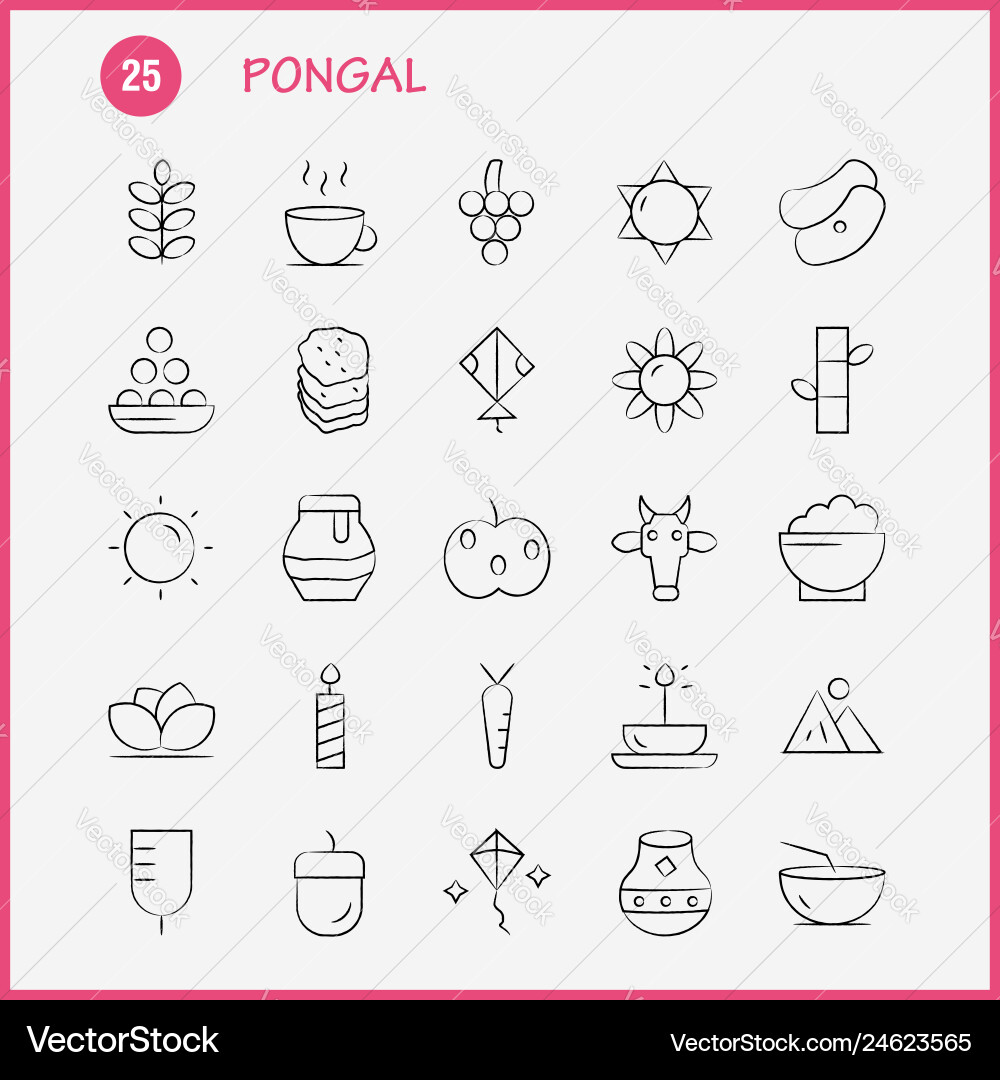 Pongal hand drawn icon pack for designers Vector Image