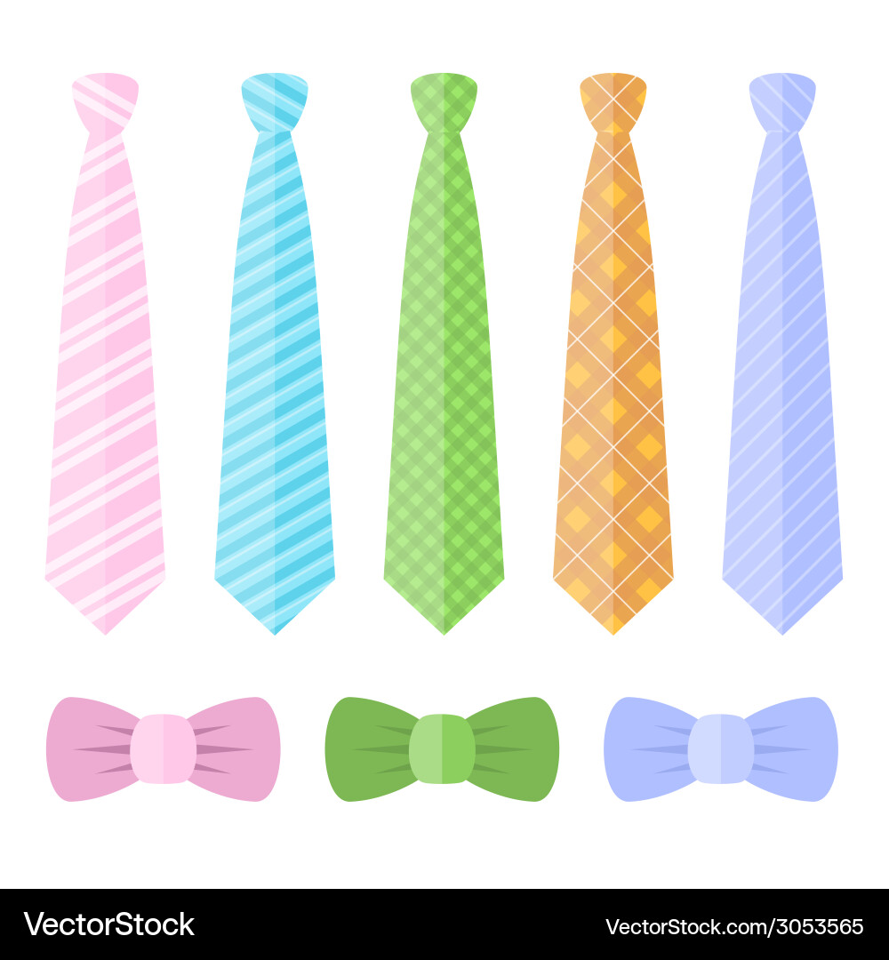 Set of ties and bow ties Royalty Free Vector Image